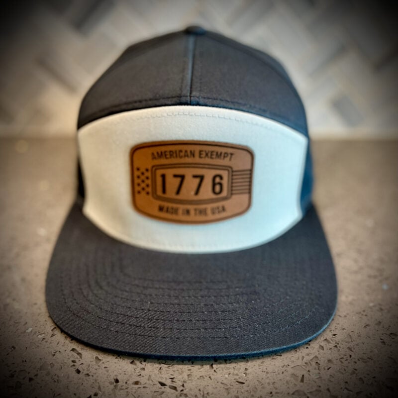 7 Panel With Leather Strapback And 1776 Leather Patch - American Exempt Apparel
